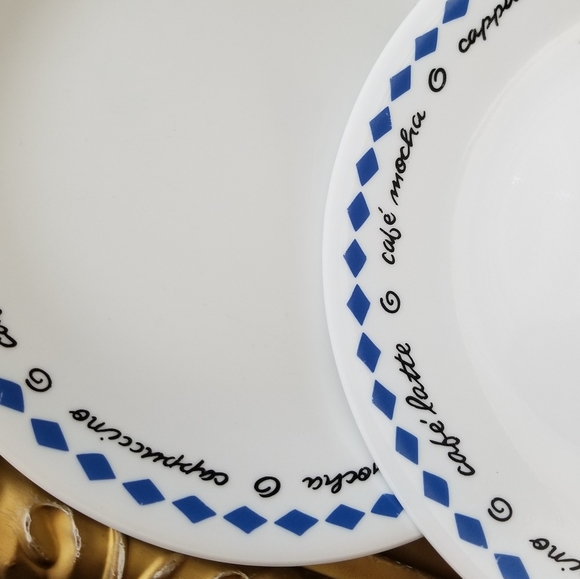 Corelle | Other | Vintage Corelle White Blue Trim Cafe Latte Cappuccino ...
